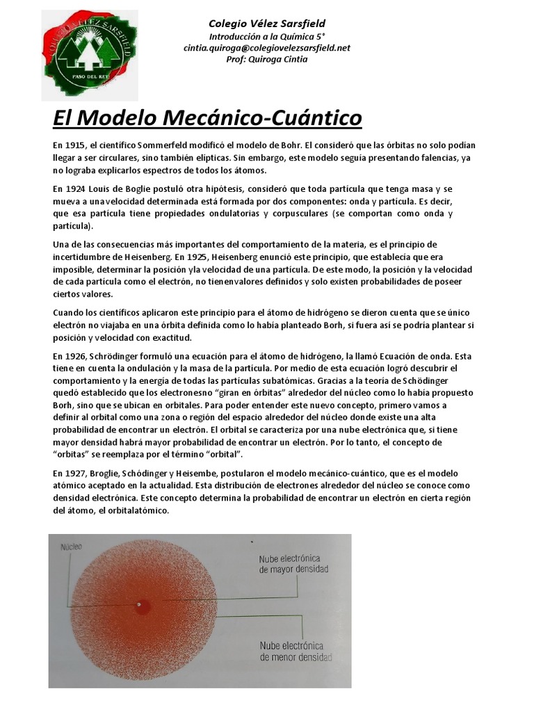 Modelo Cuántico y Configuración Electrónica | PDF | Configuración ...