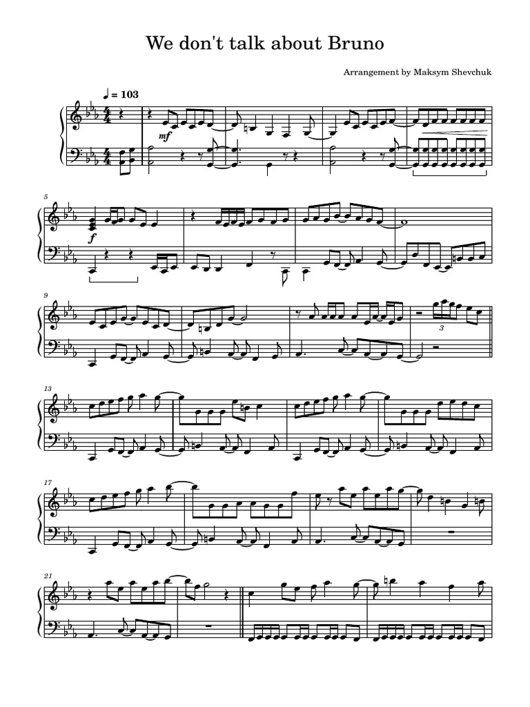 We Don't Talk About Bruno Arrangement | PDF