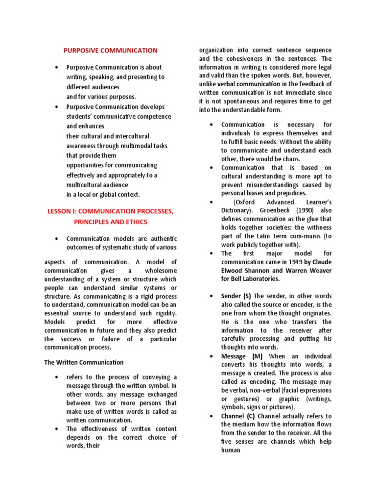 Purposive Communication Reviewer | PDF | Communication | Linguistics