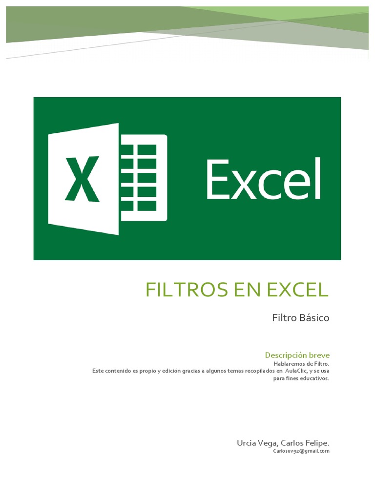 FILTROS EN EXCEL. Filtro Básico | PDF | Microsoft Excel | Informática