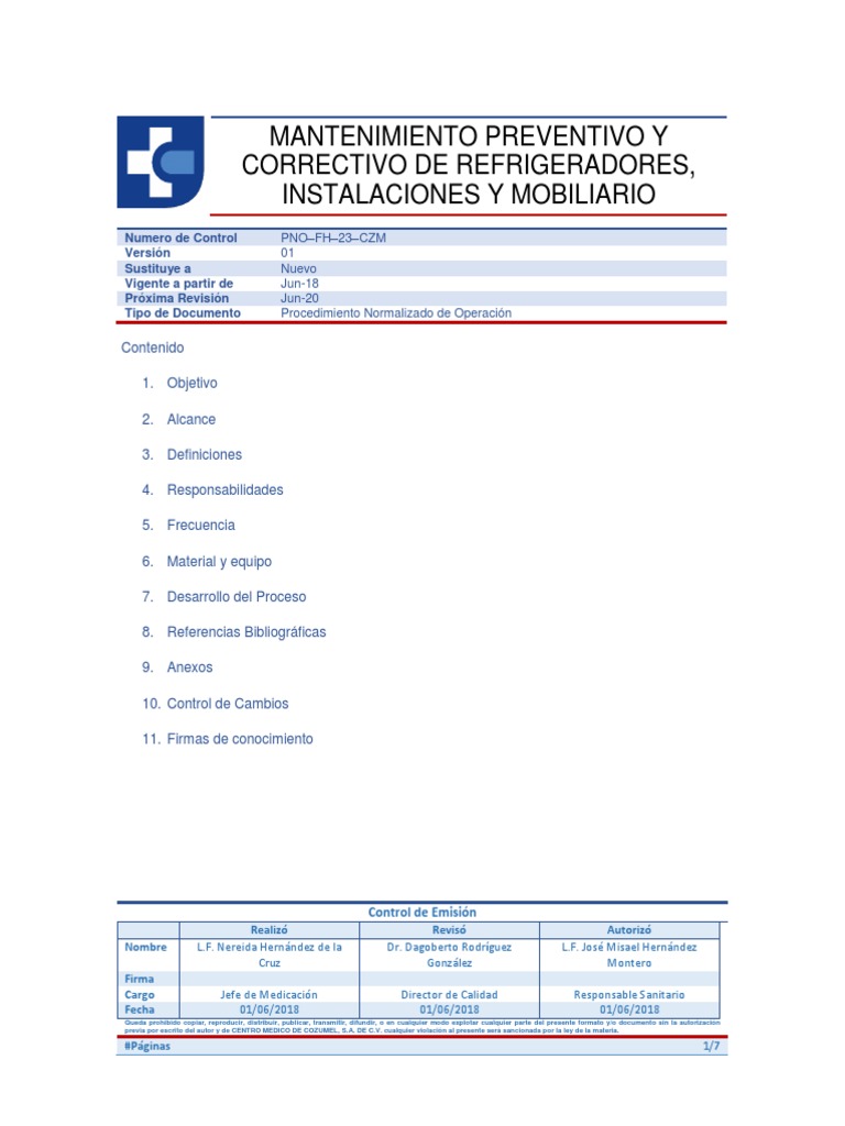 PNO FH 23 CZM Mantenimiento Preventivo y Correctivo de Refrigeradores | PDF