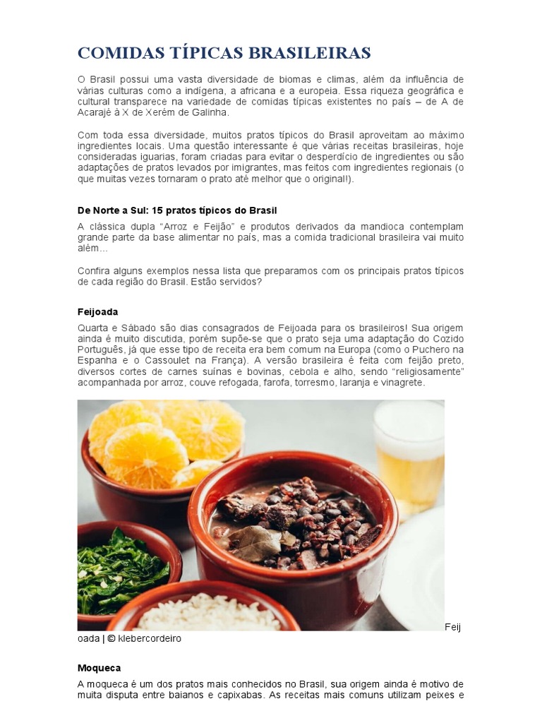 Pratos Típicos da Culinária Brasileira | PDF | Comidas e bebidas ...