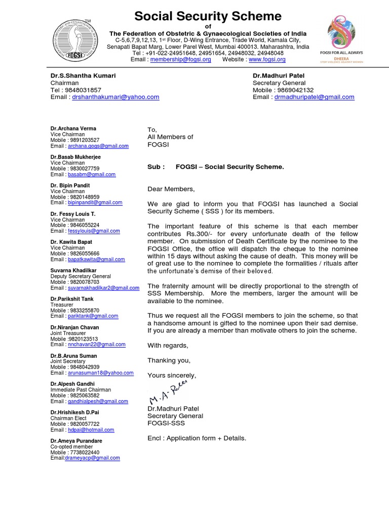 Fogsi Criteria and Application Form Social Security Scheme | PDF ...