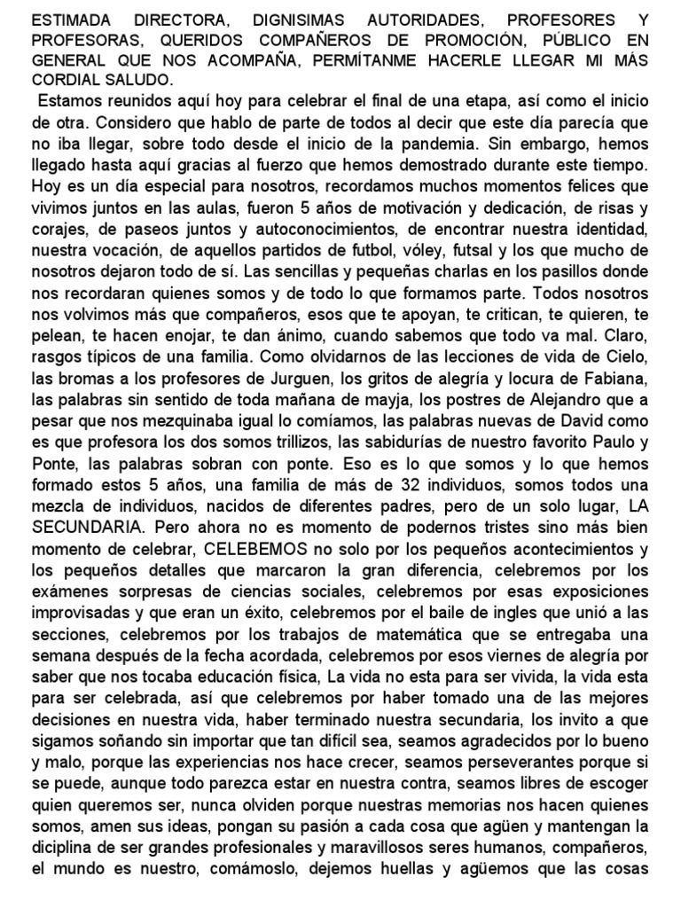 Discurso para La Graduacion | PDF