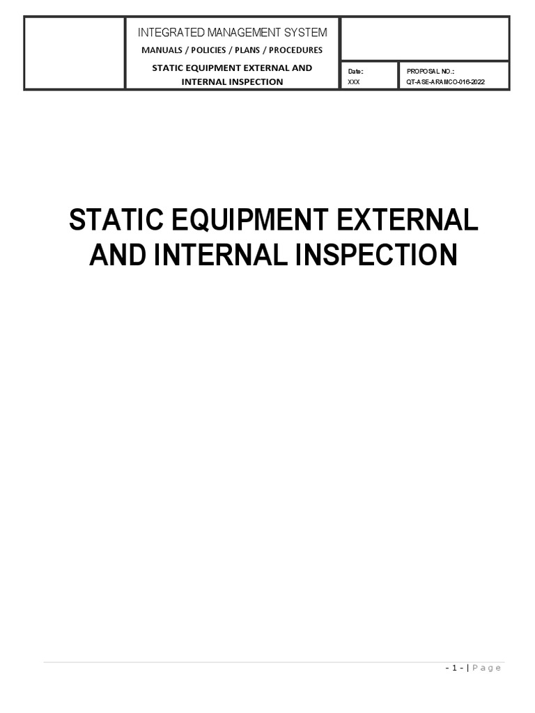Static Equipment External and Internal Inspection | PDF ...