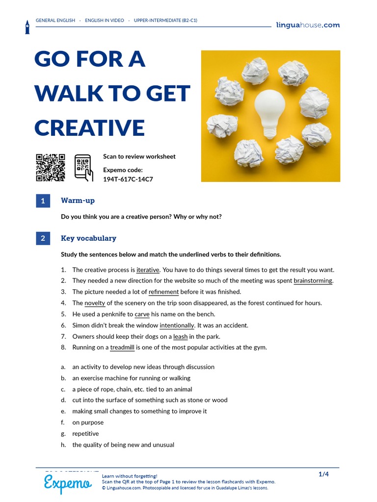 Go For A Walk To Get Creative British English Student | PDF ...