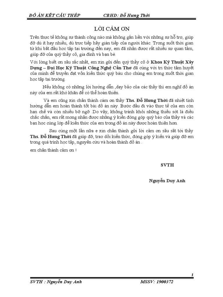 ĐỒ ÁN KẾT CẤU THÉP HOAN CHỈNH VMT NDA | PDF