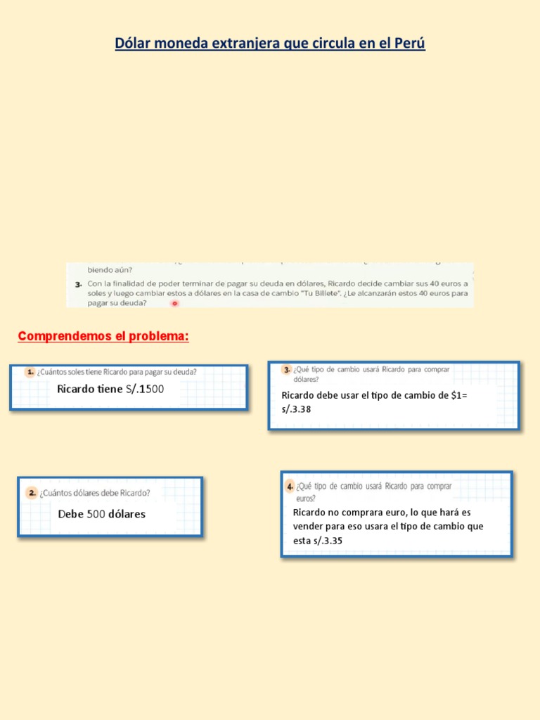 Conversión de divisas: Dólares y euros en soles | PDF