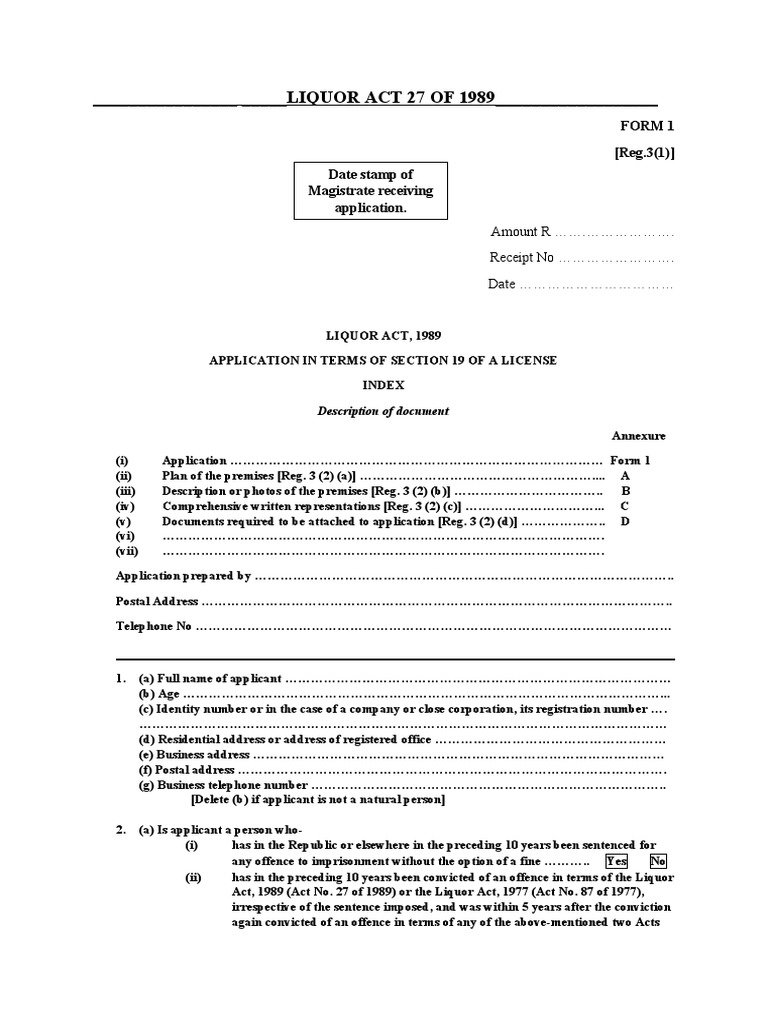 Liquor License Application Form Guide | PDF | Justice | Crime & Violence