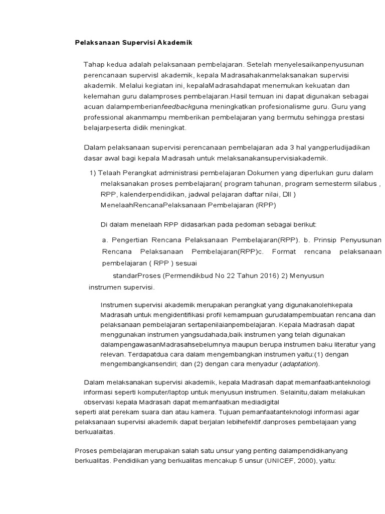 Bahan Bacaan Pelaksanaan Supervisi Akademik | PDF | Seni | Sains & Matematika