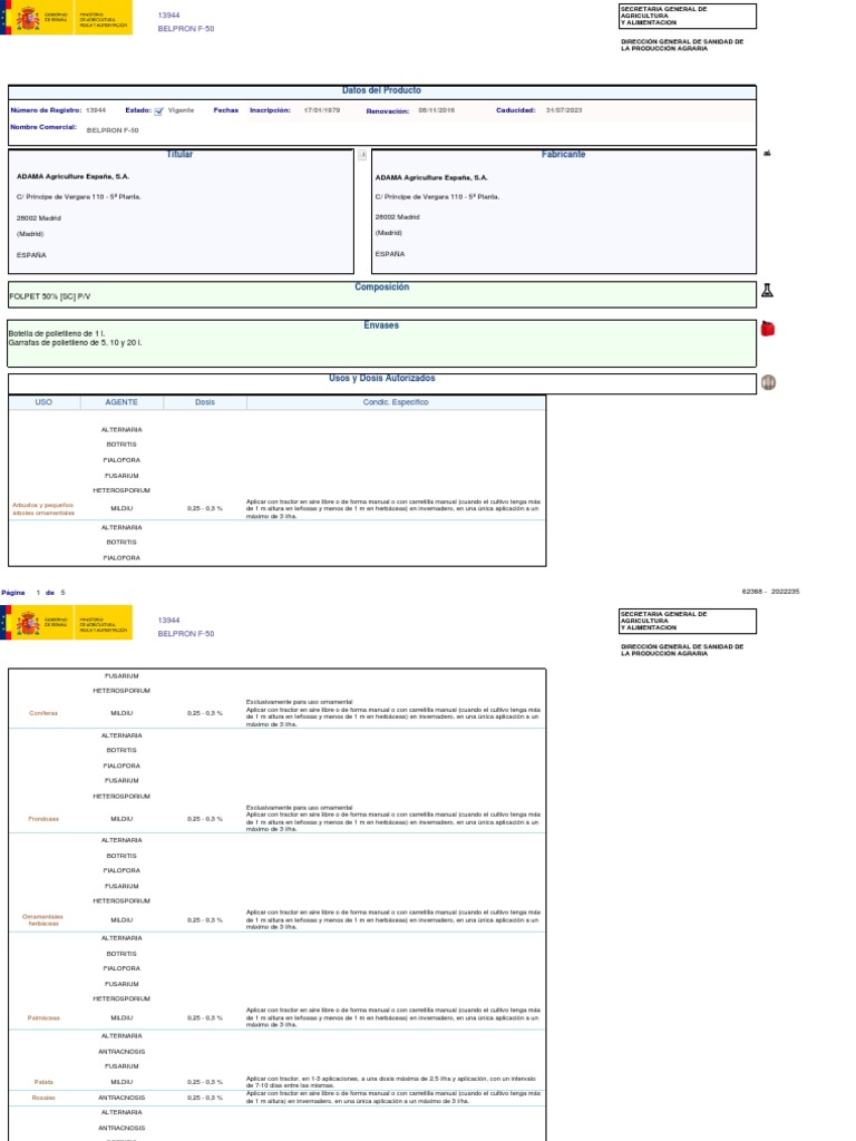 Datos Del Producto: 13944 Belpron F-50 | PDF | Agua | Entorno natural