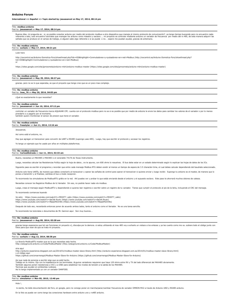 Print Page Modbus Arduino Pdf Protocolos De Comunicaciones