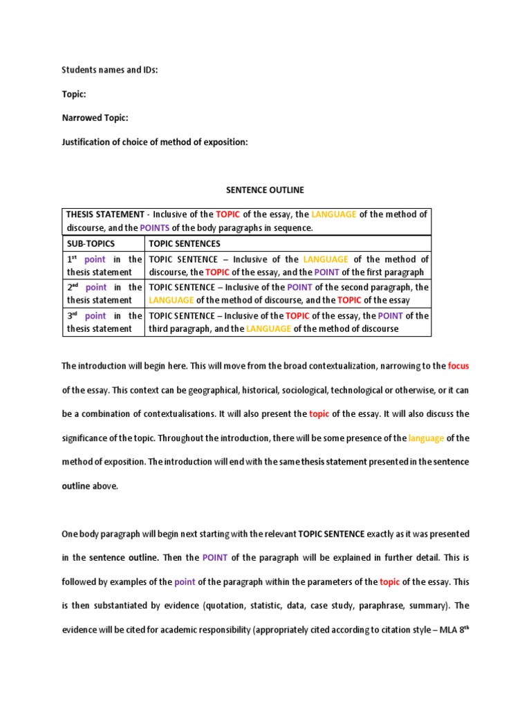 Sentence Outline Guide | Download Free PDF | Essays | Thesis
