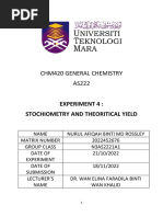 Experiment 4 Stochiometry and Theoretical Yield CHM 420 | PDF | Stoichiometry | Mole (Unit)