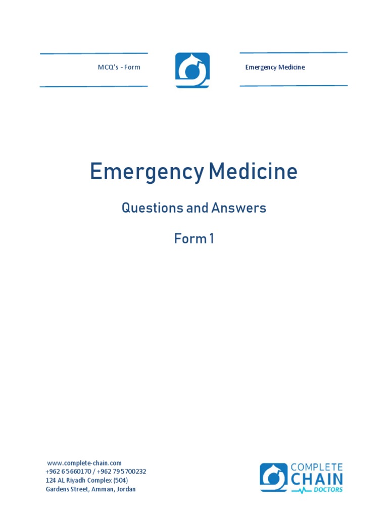 Emergency Medicine MCQs for Practice | PDF