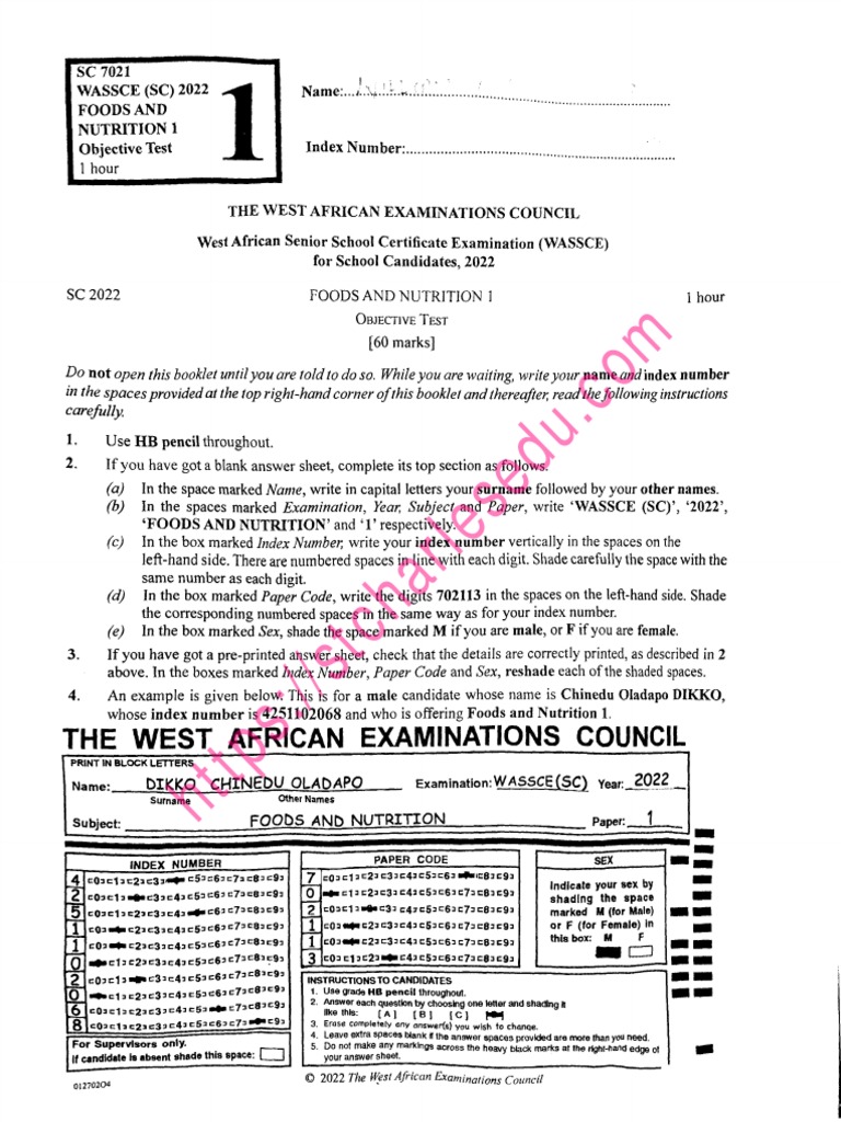 WAEC Food and Nutrition Past Questions | PDF | Cooking | Sugar