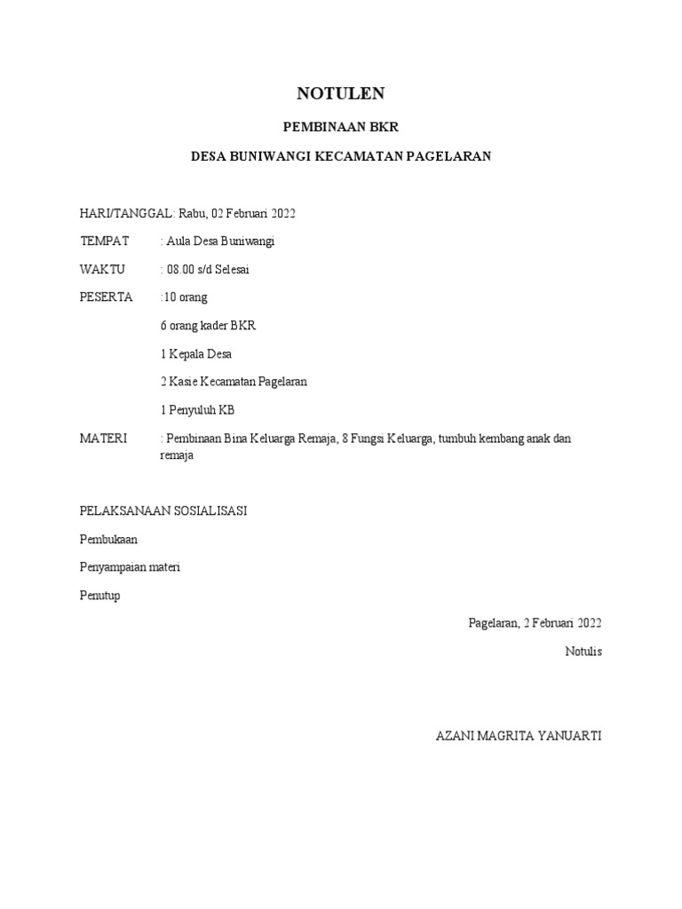 Pembinaan BKR Desa Buniwangi 2022 | PDF