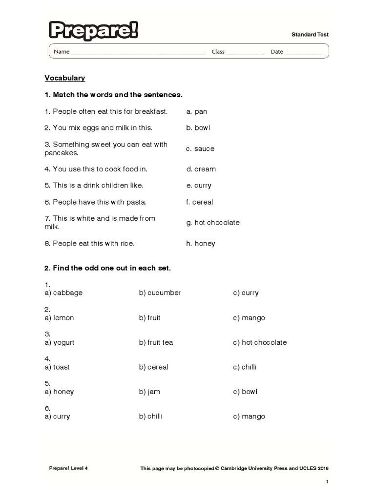Match vocabulary words sentences grammar tenses pronunciation | PDF ...