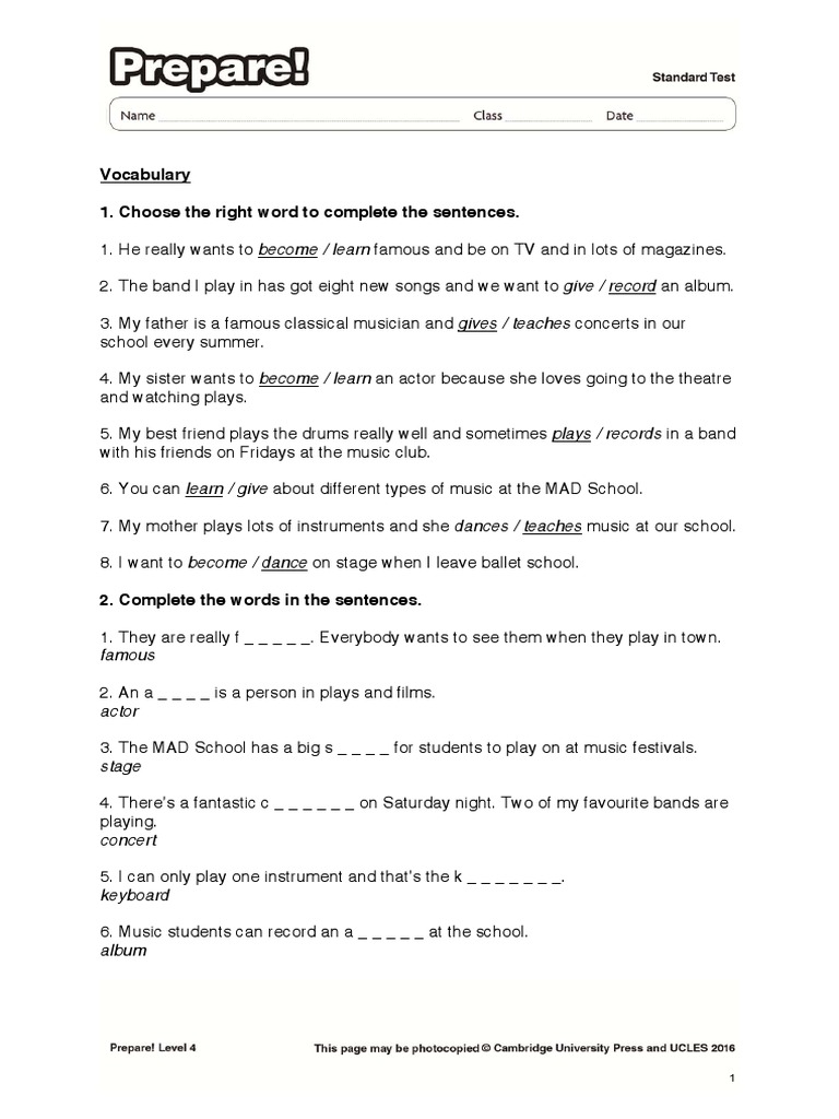 PRE-UT-U3S With Answers | PDF | Dances | Performing Arts