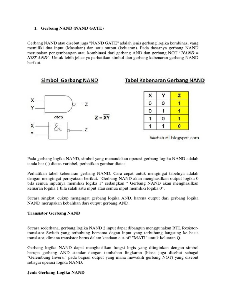 Gerbang Logika: NAND dan NOR | PDF | Komputer