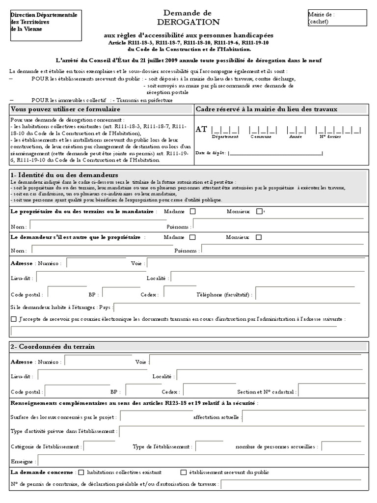 Modele Demande Derogation | PDF | Accessibilité