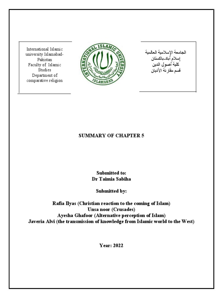 Chapter 5 Summary Edited PDF | PDF | Crusades | Islamic Philosophy