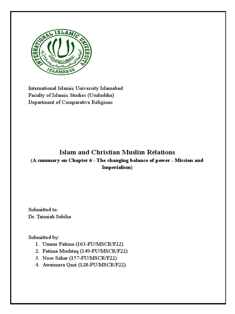 Chapter6 - Christian Muslim Relations | PDF | Christian Mission | Ottoman Empire