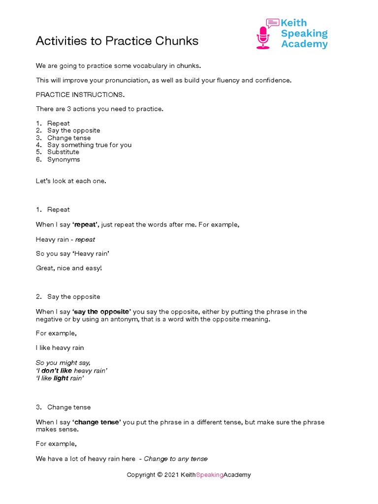 Activities To Practice Chunks | PDF | Foreign Language Studies