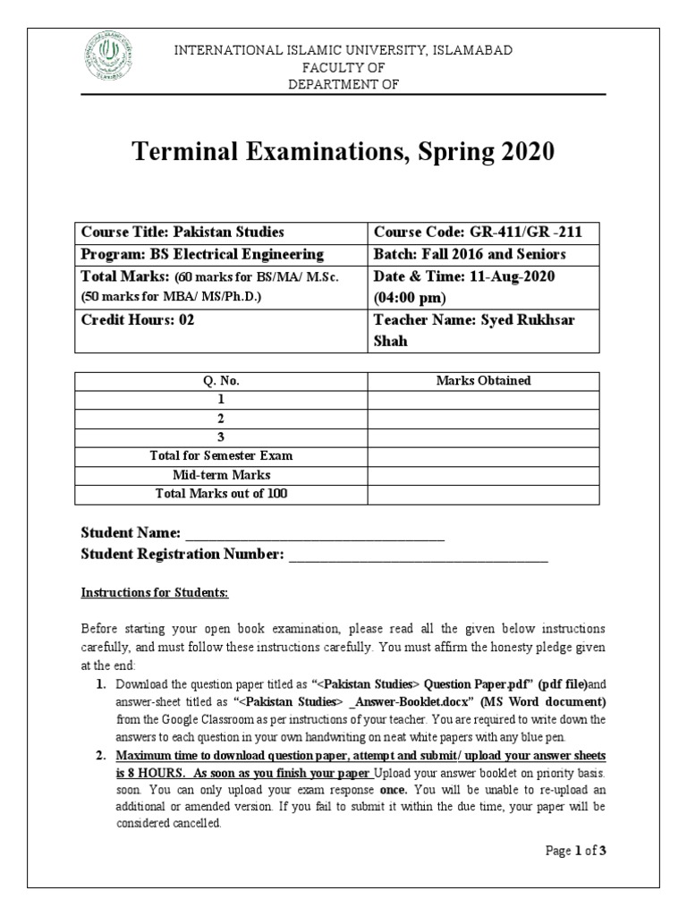 Course Answer-Booklet | PDF | Image Scanner | Master Of Science