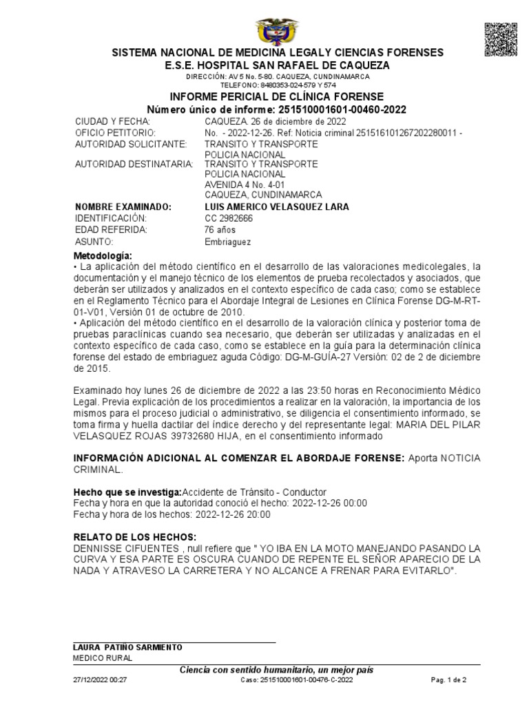 Informe Forense de Embriaguez | PDF | Ciencia forense | Jurisprudencia ...