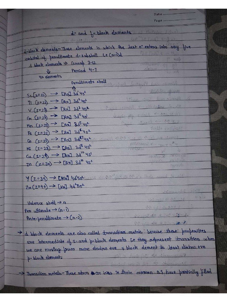 D-And F-Block Elements Notes | PDF