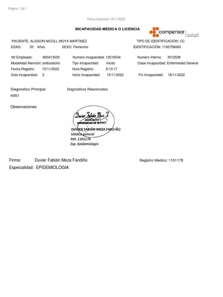 Compensar Incapacidad | PDF