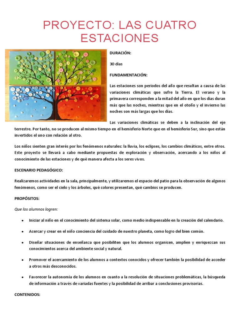 Proyecto Didáctico: Las Cuatro Estaciones | PDF | Tierra
