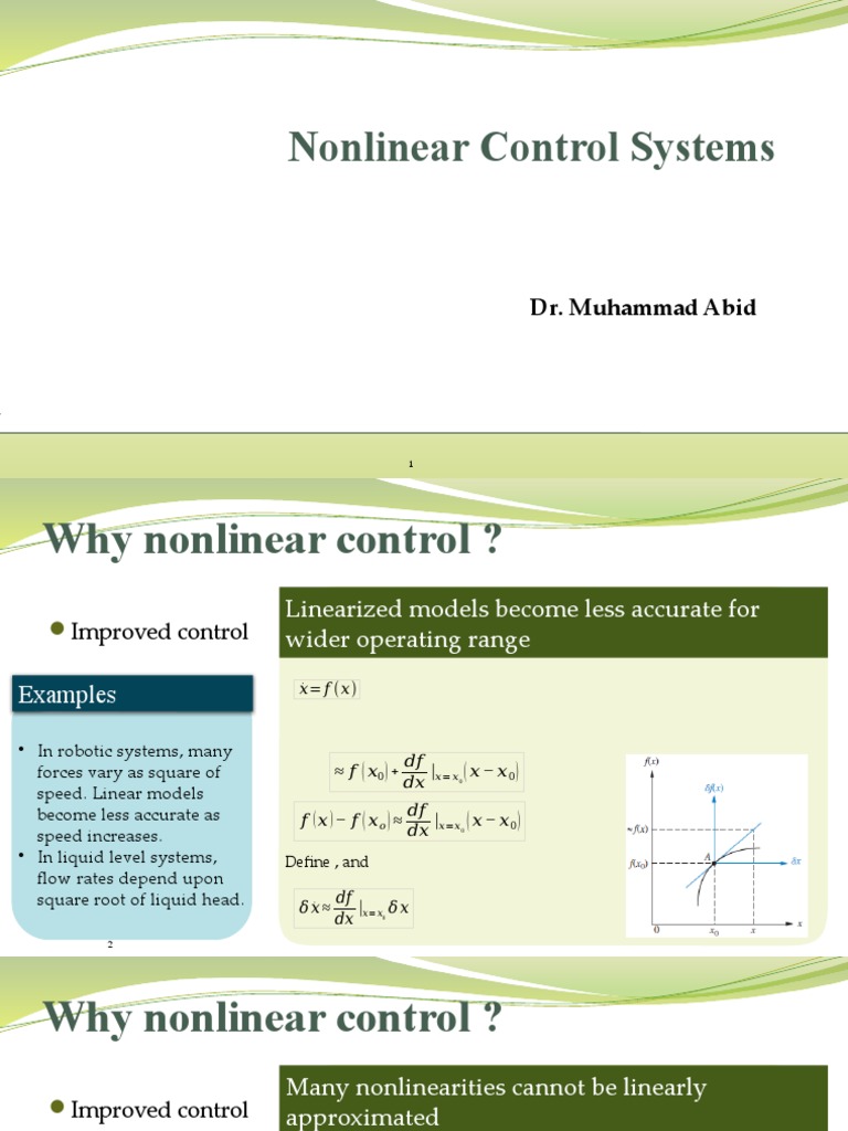 NCS21 - 01 - Introduction To Nonlinear Control | PDF | Nonlinear System | Stability Theory