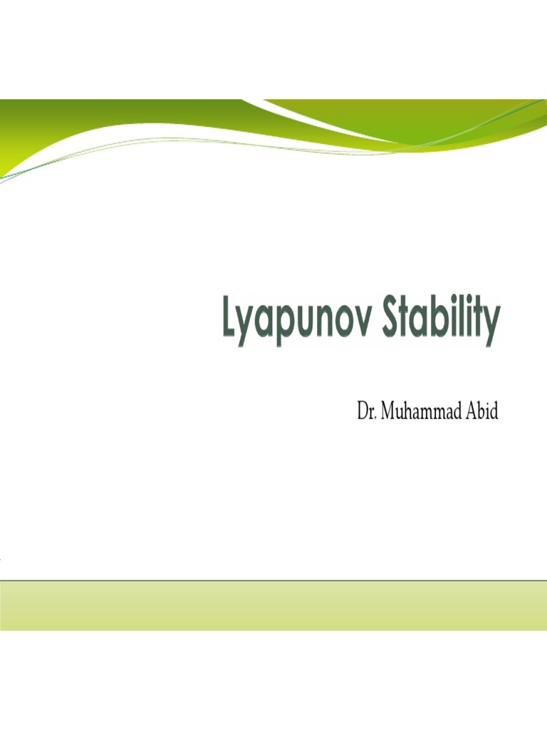 NCS21 - 04 - Lyapunov Stability - 01 | PDF | Stability Theory | Subtraction