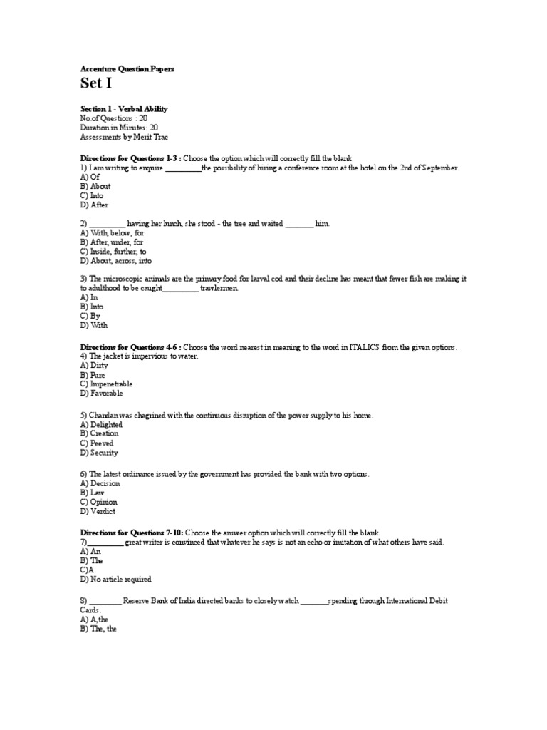 Accenture Test Paper | PDF