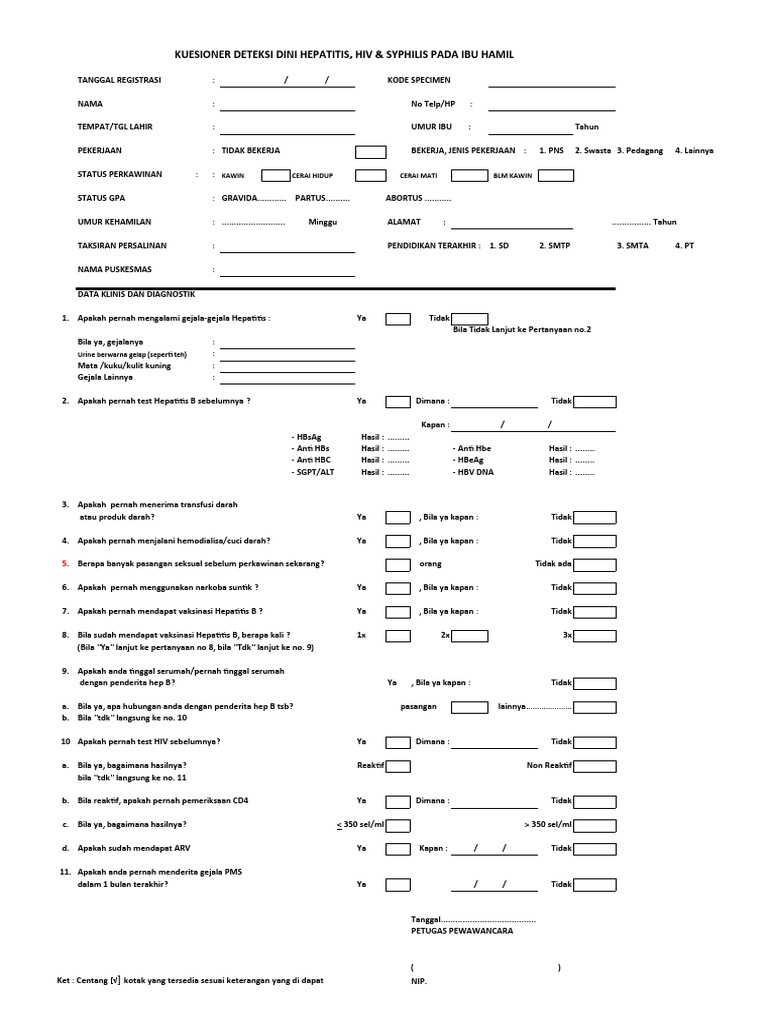 Form RR Deteksi Dini Hepatitis Bumil .Xls Puskesmas | PDF