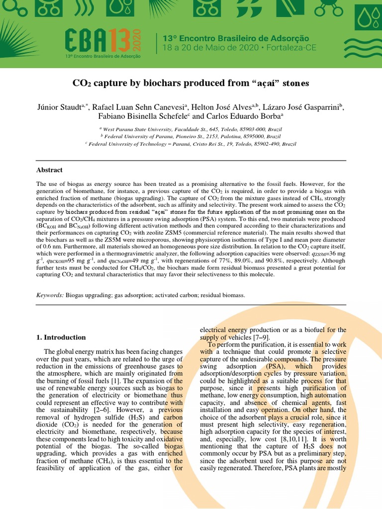 2020 - EBA13 - Trabalho - CO2 Capture by Biochars Produced From "Açaí ...