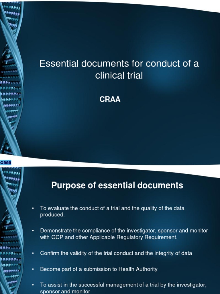 Essentail Documents For Conduct of A Clinical Trial | PDF ...