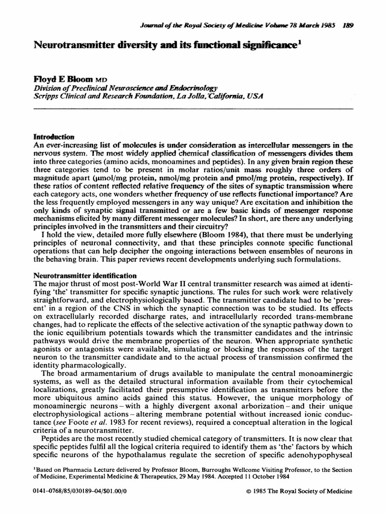 Diversity: Ne - Urotransmitter Its Fnctional | Descargar gratis PDF ...