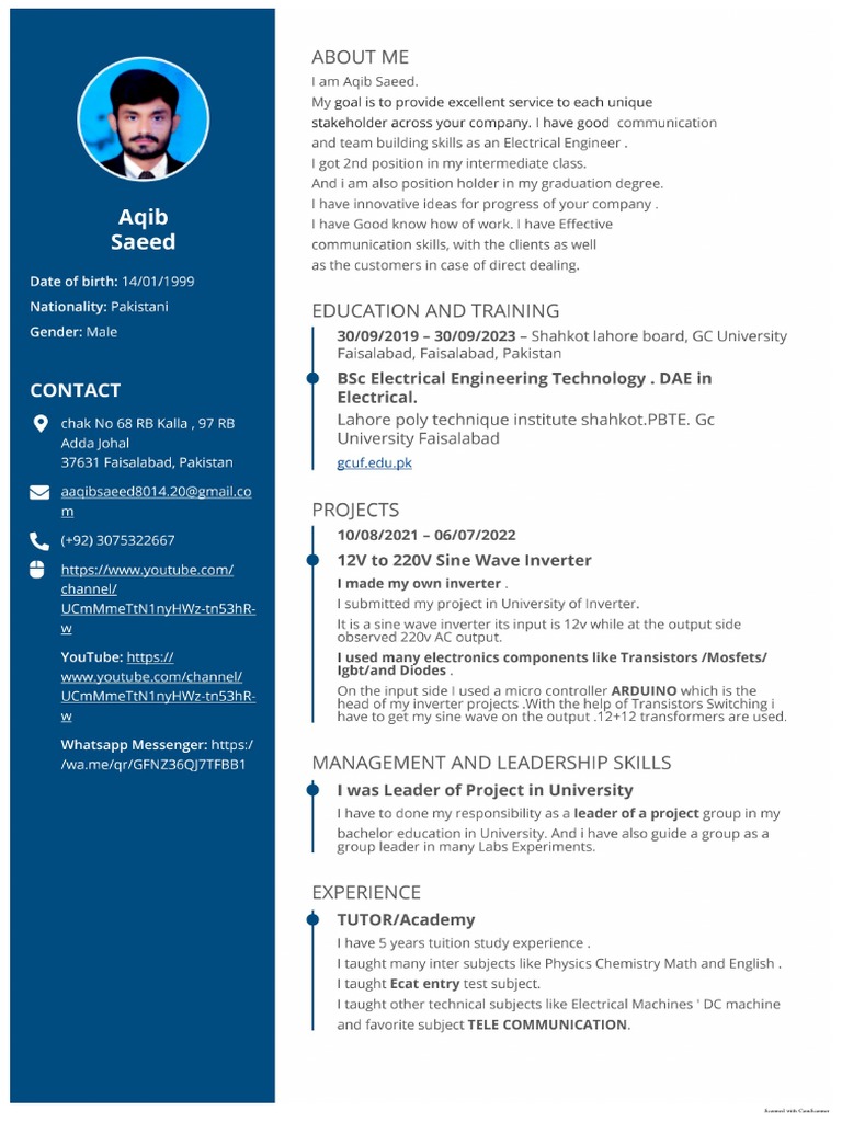 Aqib Saeed Professional Cv () | PDF