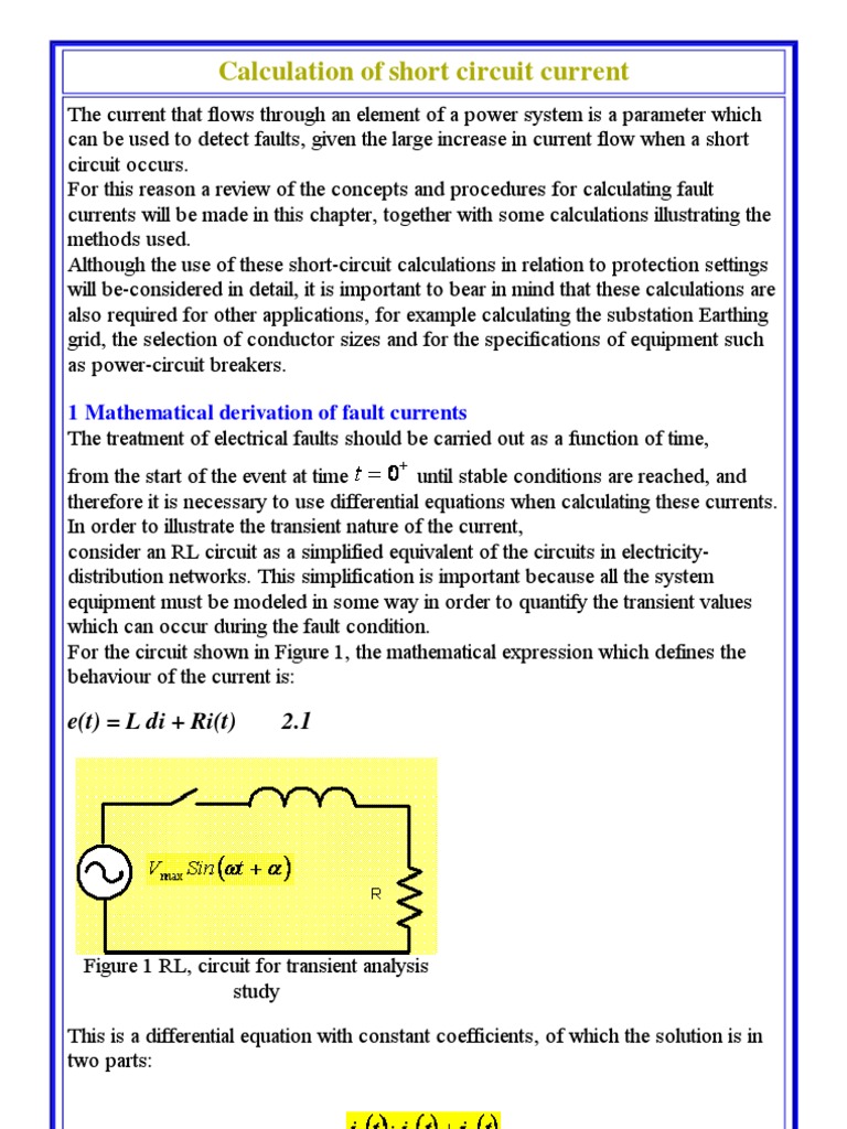 Short Circuit Current Calculation Methods | PDF | Electric Current ...