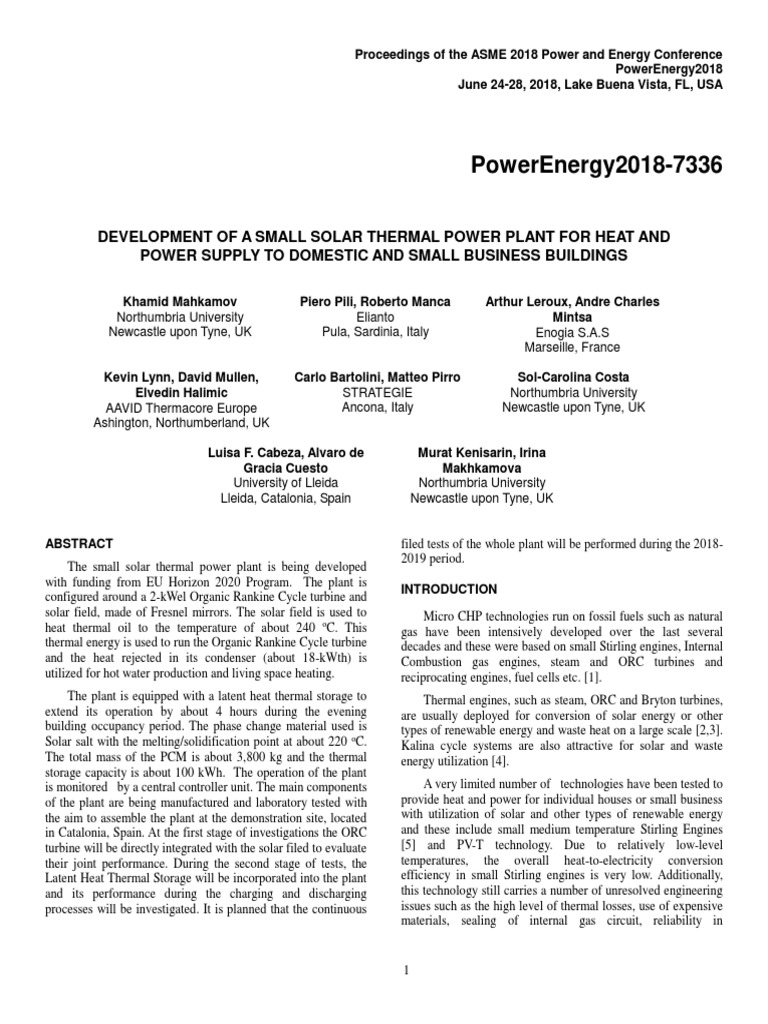Development of A Small Solar Thermal Pow | PDF | Solar Power | Solar Energy