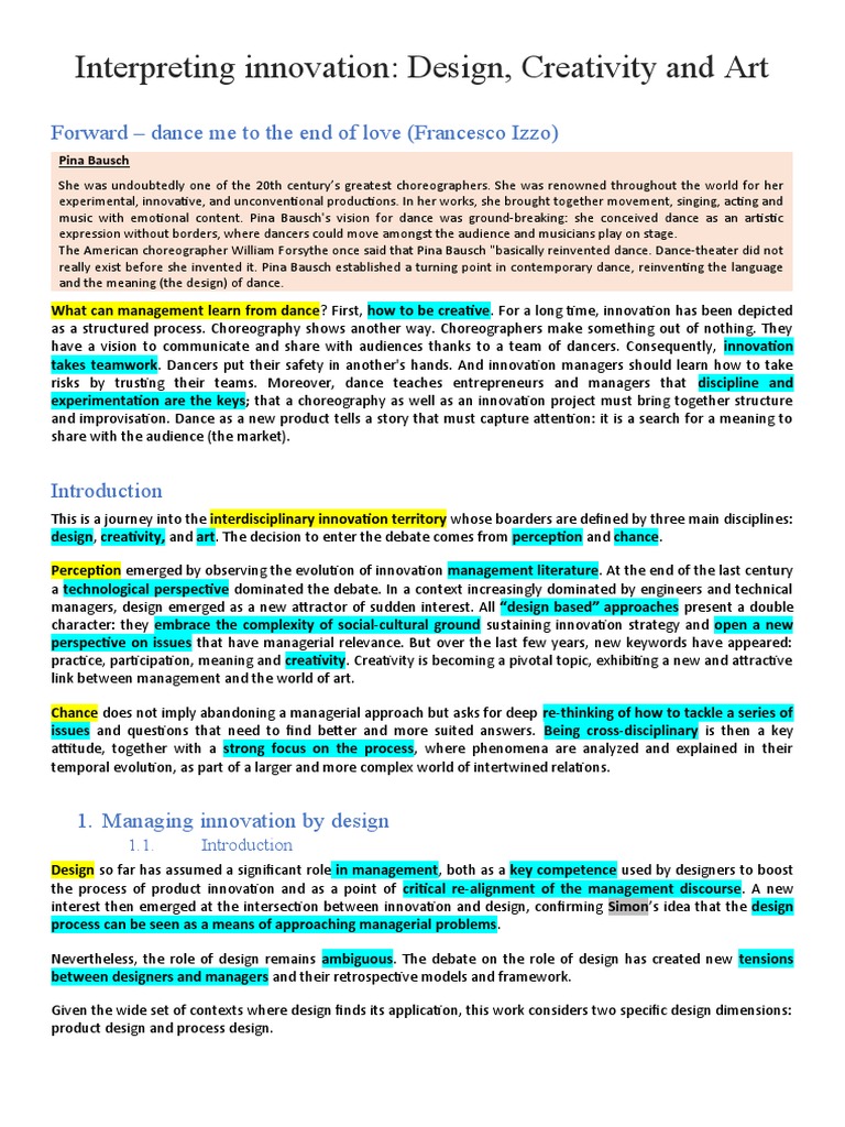 Interpreting innovation through design, creativity and art | PDF | Creativity | Innovation