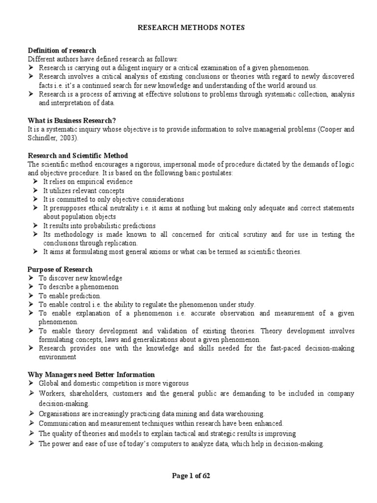 Sep-Dec 2022 COHORT RESEARCH METHODS NOTES | PDF | Hypothesis ...