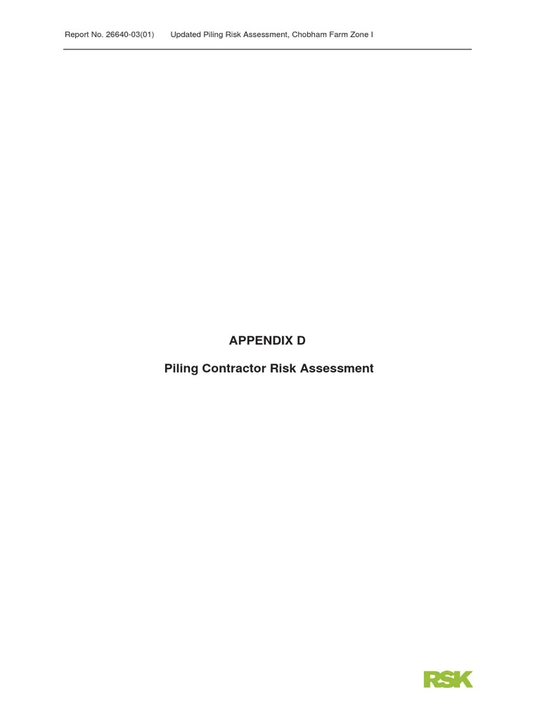 Piling Risk Assessment With Changes | PDF | Deep Foundation | Crane (Machine)