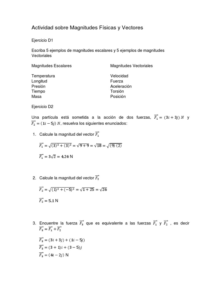 Tarea Vectores | Descargar gratis PDF | Vector Euclidiano | Física