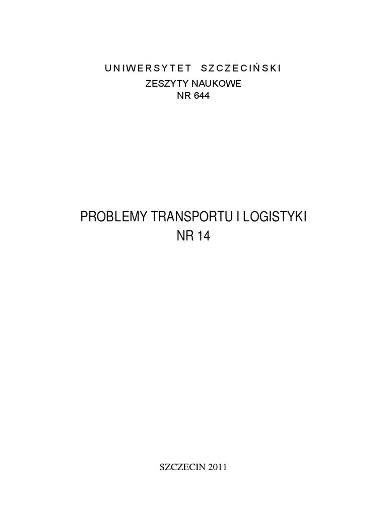 Problemy Transportu I Logistyki | PDF