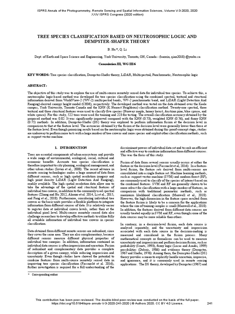 Tree Species Classification Based On Neutrosophic Logic and Dempster-Shafer Theory | Download ...