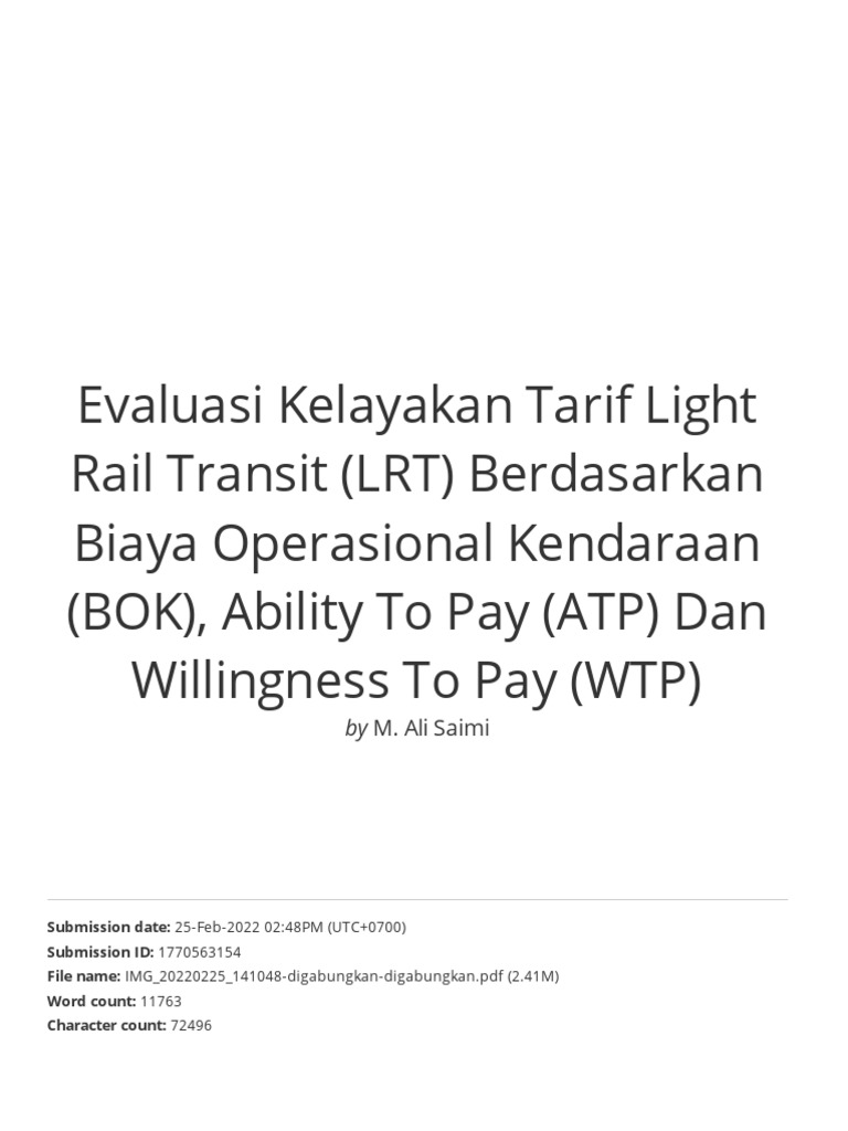 LRT Fare Feasibility: BOK, ATP, WTP | PDF | Technology & Engineering
